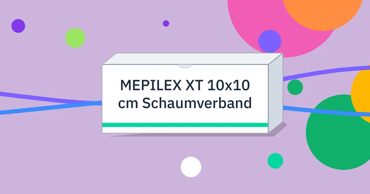Symbolbild: Packung mit der Aufschrift MEPILEX XT 10x10 cm Schaumverband (PZN 14296903) – Verfügbarkeit und Bezug in Apotheken in Frankfurt am Main