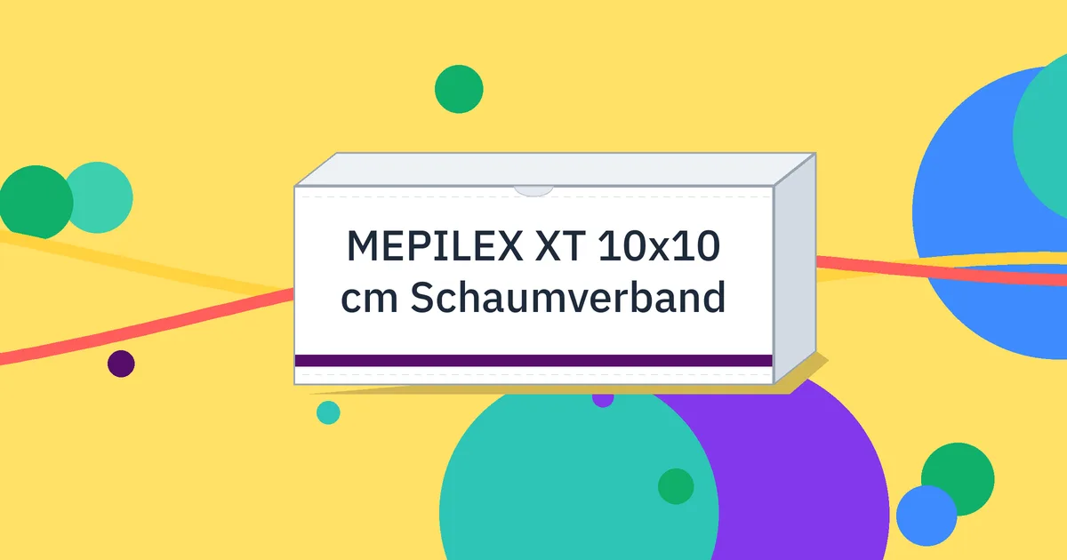 Symbolbild: Packung mit der Aufschrift MEPILEX XT 10x10 cm Schaumverband (PZN 17604593) – Verfügbarkeit und Bezug in Apotheken in Frankfurt am Main