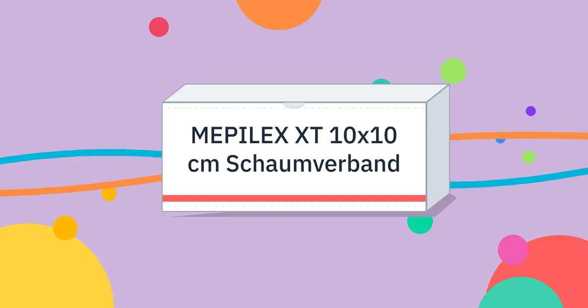 Symbolbild: Packung mit der Aufschrift MEPILEX XT 10x10 cm Schaumverband (PZN 19702437) – Verfügbarkeit und Bezug in Apotheken in Frankfurt am Main