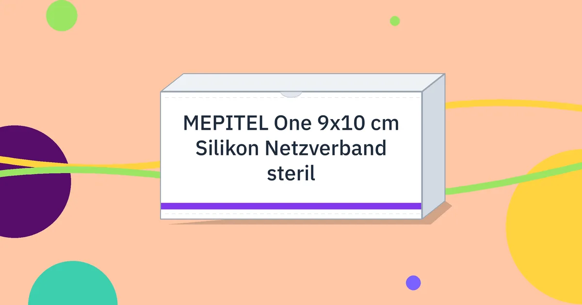 Symbolbild: Packung mit der Aufschrift MEPITEL One 9x10 cm Silikon Netzverband steril (PZN 19702555) – Verfügbarkeit und Bezug in Apotheken in Frankfurt am Main