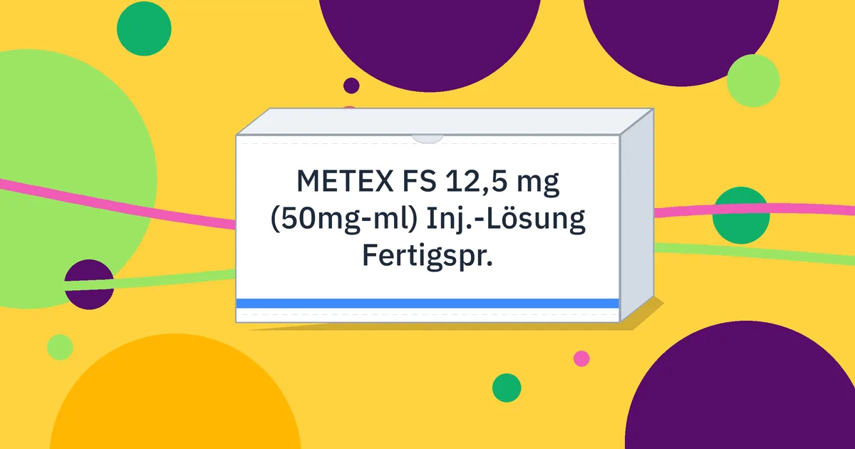Symbolbild: Packung mit der Aufschrift METEX FS 12,5 mg (50mg-ml) Inj.-Lösung Fertigspr. (PZN 18502653) – Verfügbarkeit und Bezug in Apotheken in Frankfurt am Main