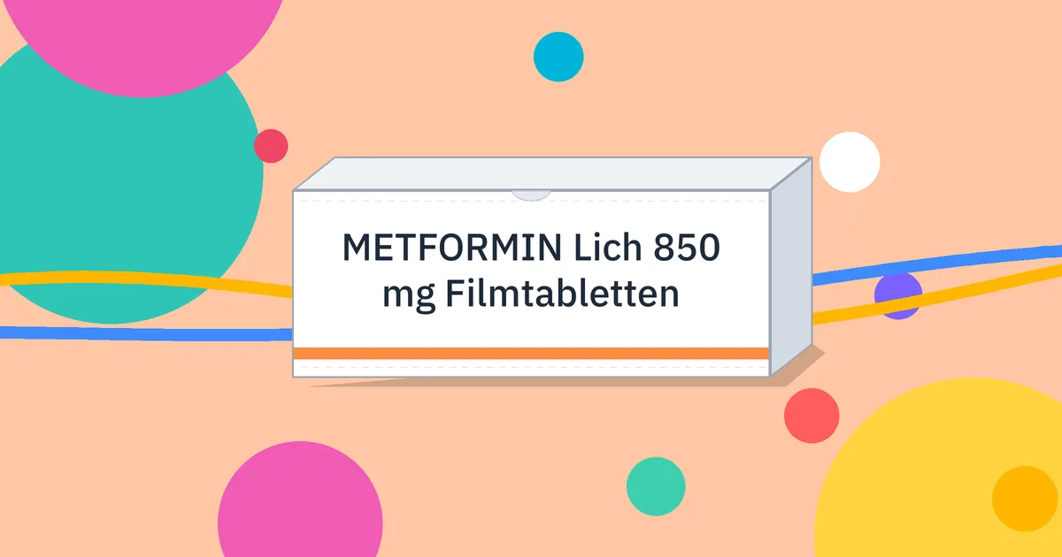 Symbolbild: Packung mit der Aufschrift METFORMIN Lich 850 mg Filmtabletten (PZN 00079527) – Verfügbarkeit und Bezug in Apotheken in Frankfurt am Main