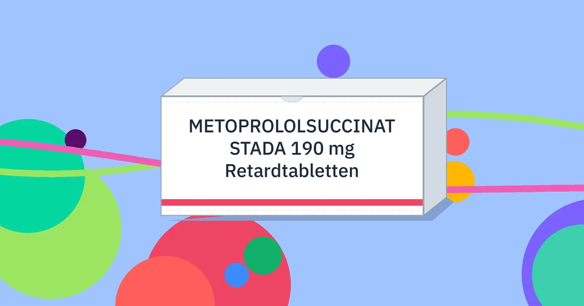 Symbolbild: Packung mit der Aufschrift METOPROLOLSUCCINAT STADA 190 mg Retardtabletten (PZN 05127194) – Verfügbarkeit und Bezug in Apotheken in Frankfurt am Main