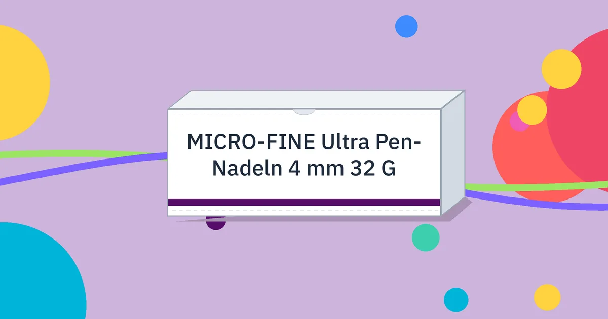 Symbolbild: Packung mit der Aufschrift MICRO-FINE Ultra Pen-Nadeln 4 mm 32 G (PZN 20544044) – Verfügbarkeit und Bezug in Apotheken in Frankfurt am Main