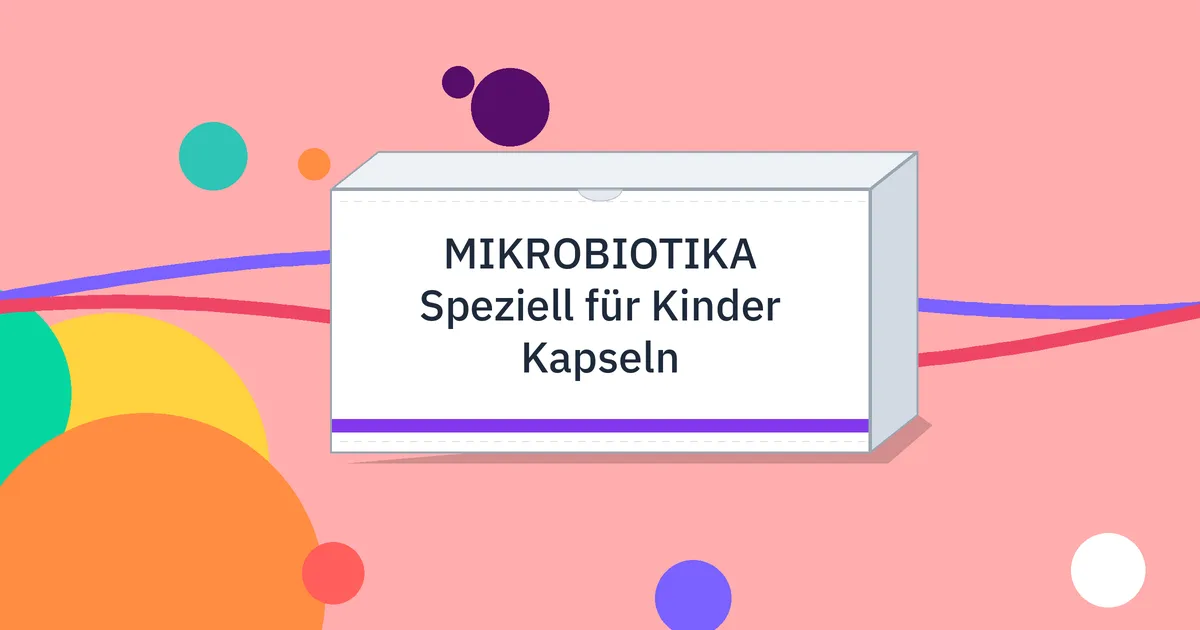 Symbolbild: Packung mit der Aufschrift MIKROBIOTIKA Speziell für Kinder Kapseln (PZN 10980092) – Verfügbarkeit und Bezug in Apotheken in Frankfurt am Main