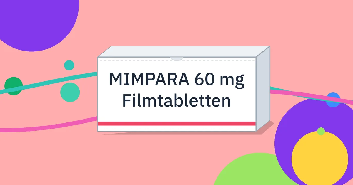 Symbolbild: Packung mit der Aufschrift MIMPARA 60 mg Filmtabletten (PZN 00619142) – Verfügbarkeit und Bezug in Apotheken in Frankfurt am Main