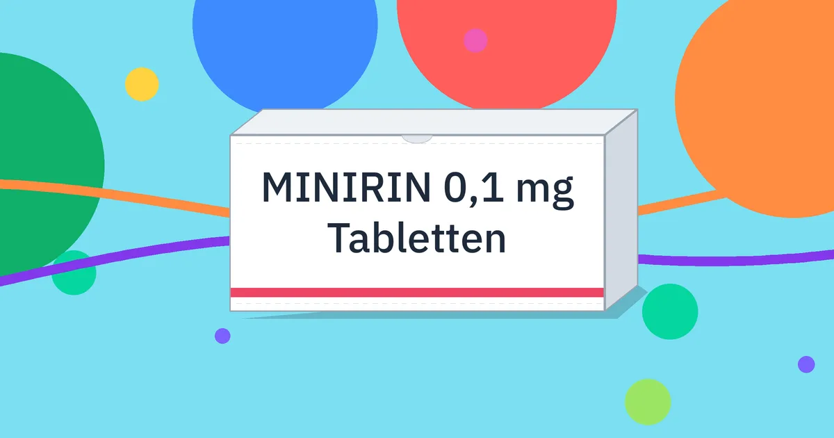 Symbolbild: Packung mit der Aufschrift MINIRIN 0,1 mg Tabletten (PZN 00816210) – Verfügbarkeit und Bezug in Apotheken in Frankfurt am Main