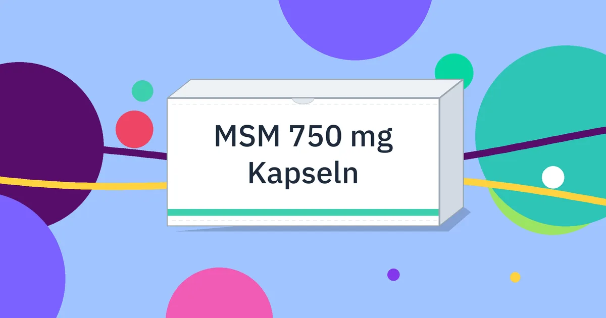 Symbolbild: Packung mit der Aufschrift MSM 750 mg Kapseln (PZN 11887302) – Verfügbarkeit und Bezug in Apotheken in Frankfurt am Main