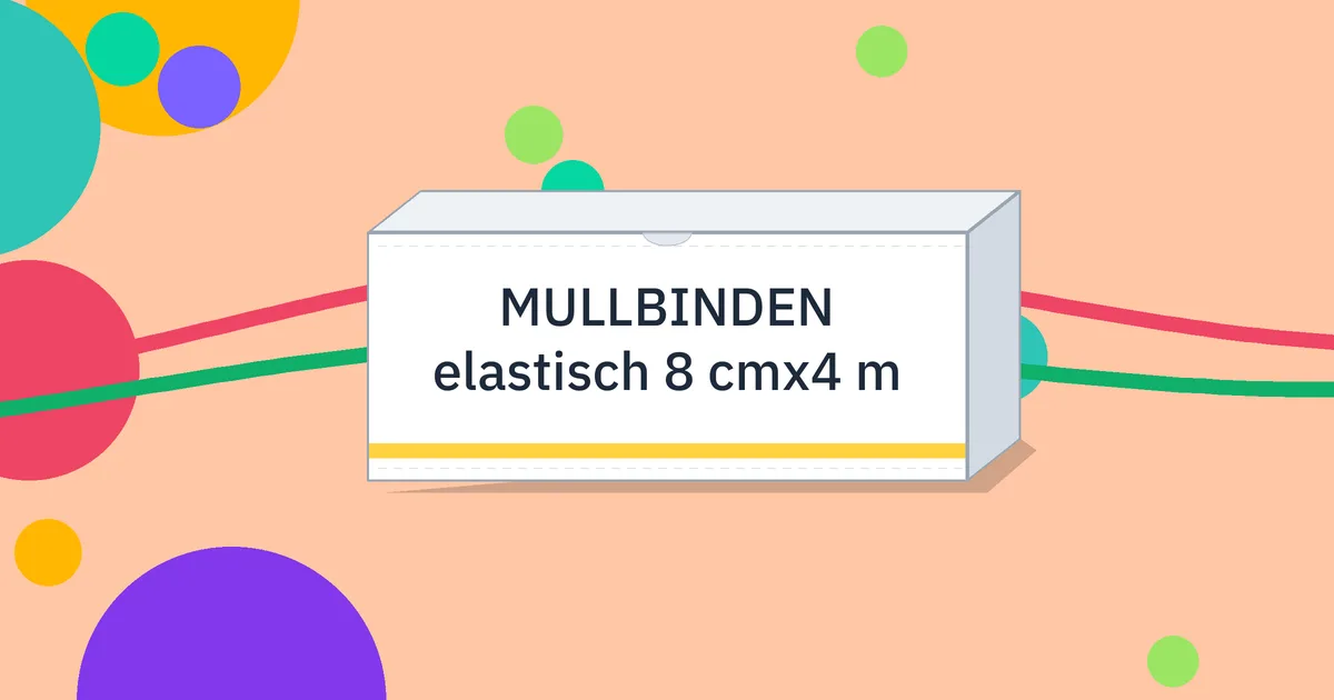 Symbolbild: Packung mit der Aufschrift MULLBINDEN elastisch 8 cmx4 m (PZN 01652489) – Verfügbarkeit und Bezug in Apotheken in Frankfurt am Main