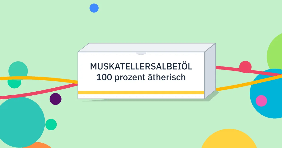 Symbolbild: Packung mit der Aufschrift MUSKATELLERSALBEIÖL 100 prozent ätherisch (PZN 07204740) – Verfügbarkeit und Bezug in Apotheken in Frankfurt am Main