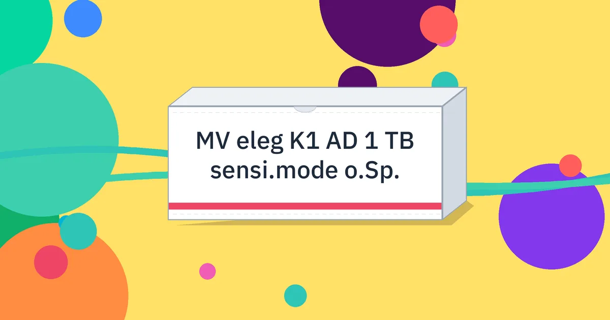 Symbolbild: Packung mit der Aufschrift MV eleg K1 AD 1 TB sensi.mode o.Sp. (PZN 09852383) – Verfügbarkeit und Bezug in Apotheken in Frankfurt am Main