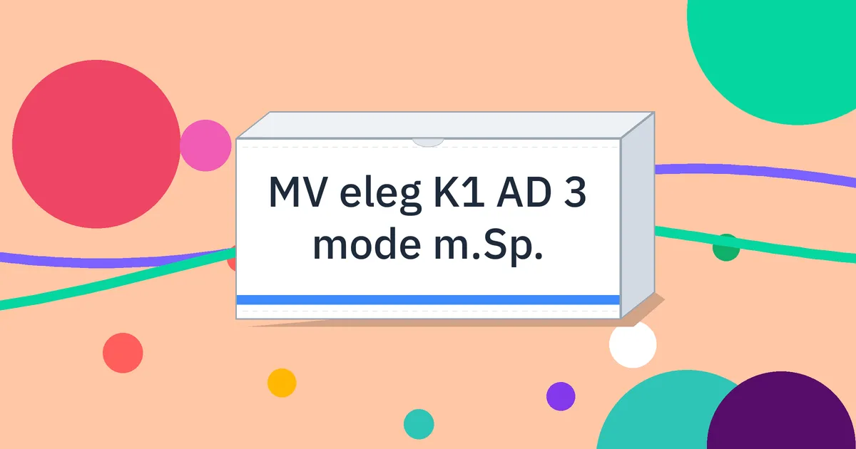 Symbolbild: Packung mit der Aufschrift MV eleg K1 AD 3 mode m.Sp. (PZN 04539196) – Verfügbarkeit und Bezug in Apotheken in Frankfurt am Main