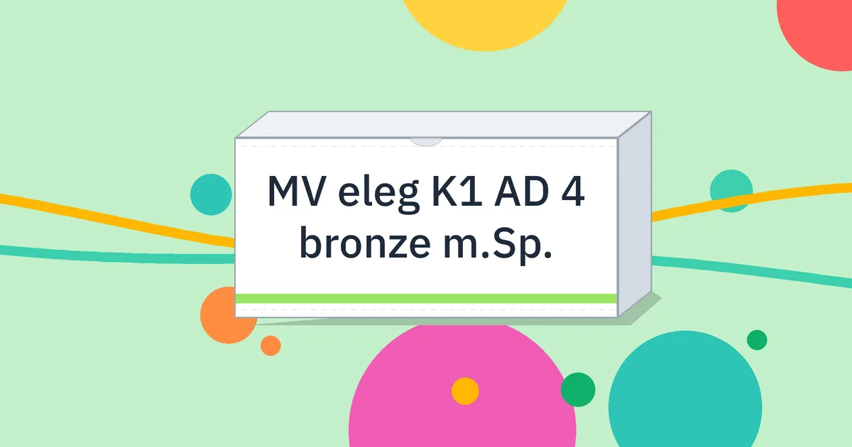 Symbolbild: Packung mit der Aufschrift MV eleg K1 AD 4 bronze m.Sp. (PZN 14704992) – Verfügbarkeit und Bezug in Apotheken in Frankfurt am Main