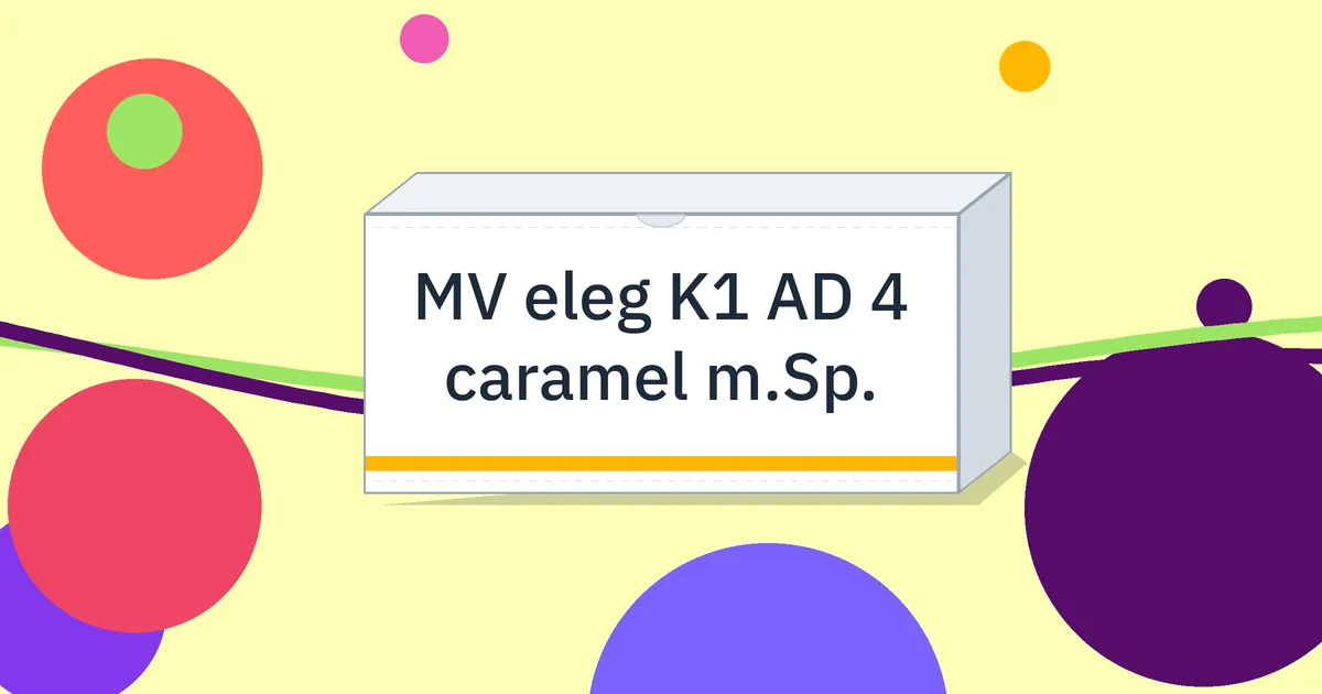 Symbolbild: Packung mit der Aufschrift MV eleg K1 AD 4 caramel m.Sp. (PZN 00528416) – Verfügbarkeit und Bezug in Apotheken in Frankfurt am Main