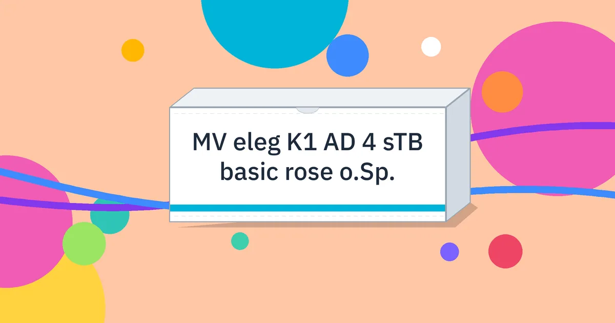 Symbolbild: Packung mit der Aufschrift MV eleg K1 AD 4 sTB basic rose o.Sp. (PZN 14685823) – Verfügbarkeit und Bezug in Apotheken in Frankfurt am Main