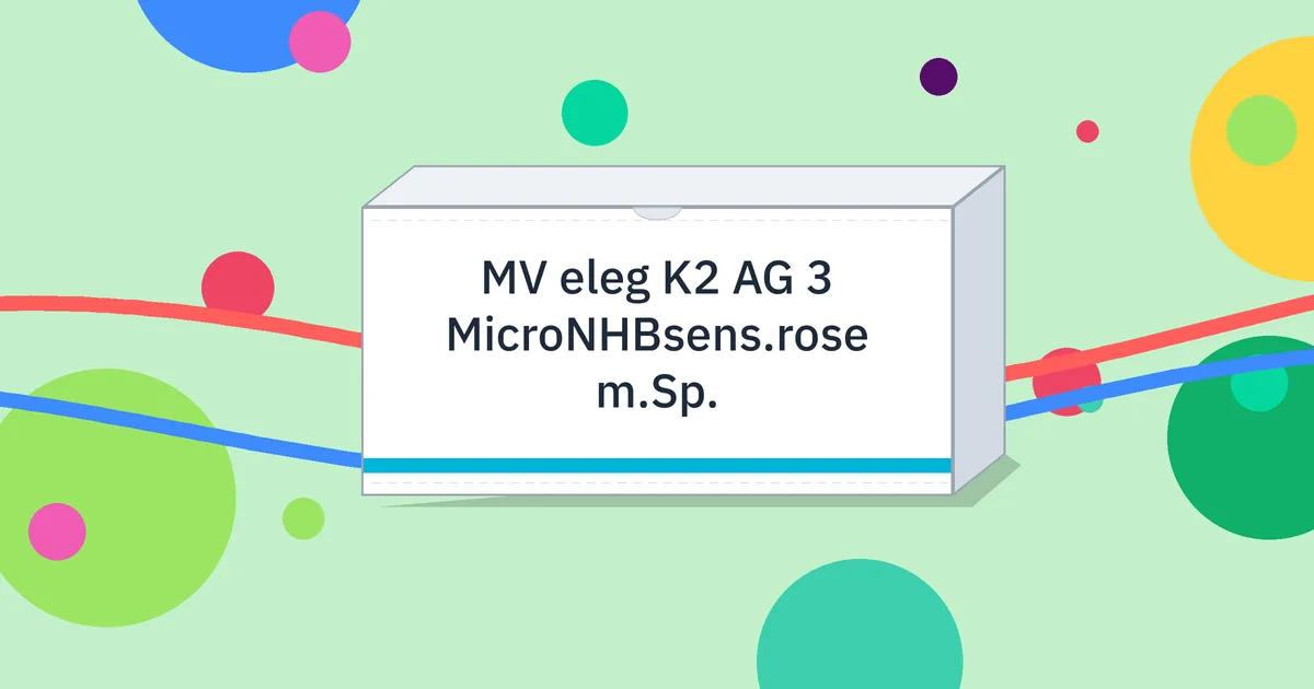 Symbolbild: Packung mit der Aufschrift MV eleg K2 AG 3 MicroNHBsens.rose m.Sp. (PZN 15723715) – Verfügbarkeit und Bezug in Apotheken in Frankfurt am Main