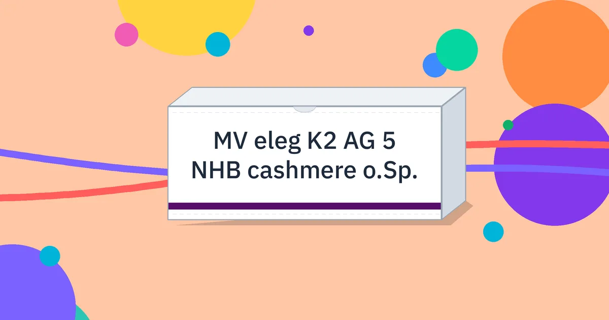 Symbolbild: Packung mit der Aufschrift MV eleg K2 AG 5 NHB cashmere o.Sp. (PZN 15729907) – Verfügbarkeit und Bezug in Apotheken in Frankfurt am Main