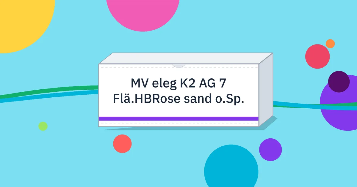 Symbolbild: Packung mit der Aufschrift MV eleg K2 AG 7 Flä.HBRose sand o.Sp. (PZN 18929334) – Verfügbarkeit und Bezug in Apotheken in Frankfurt am Main