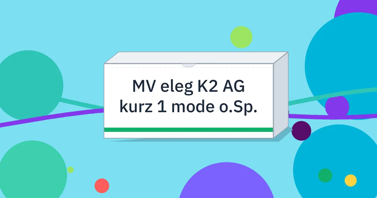 Symbolbild: Packung mit der Aufschrift MV eleg K2 AG kurz 1 mode o.Sp. (PZN 00339885) – Verfügbarkeit und Bezug in Apotheken in Frankfurt am Main