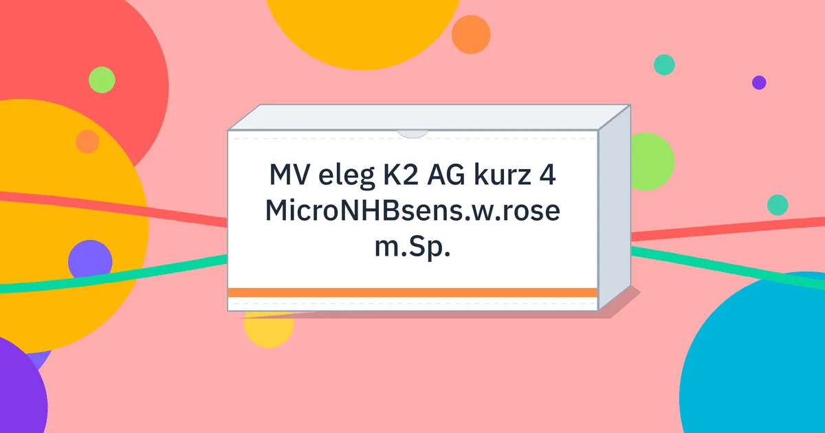 Symbolbild: Packung mit der Aufschrift MV eleg K2 AG kurz 4 MicroNHBsens.w.rose m.Sp. (PZN 15710977) – Verfügbarkeit und Bezug in Apotheken in Frankfurt am Main