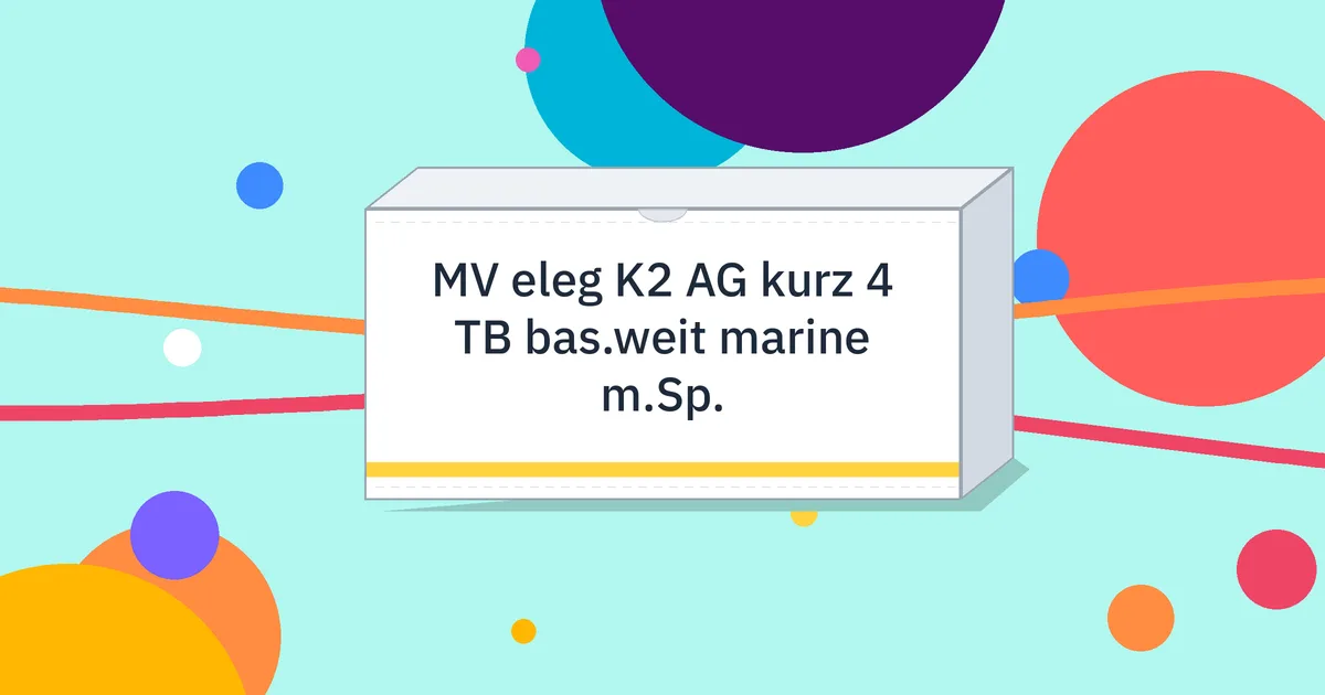 Symbolbild: Packung mit der Aufschrift MV eleg K2 AG kurz 4 TB bas.weit marine m.Sp. (PZN 14608509) – Verfügbarkeit und Bezug in Apotheken in Frankfurt am Main
