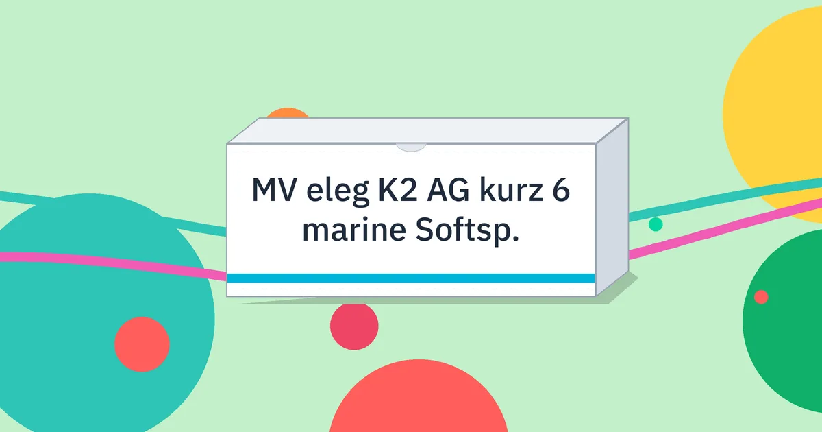 Symbolbild: Packung mit der Aufschrift MV eleg K2 AG kurz 6 marine Softsp. (PZN 14608231) – Verfügbarkeit und Bezug in Apotheken in Frankfurt am Main