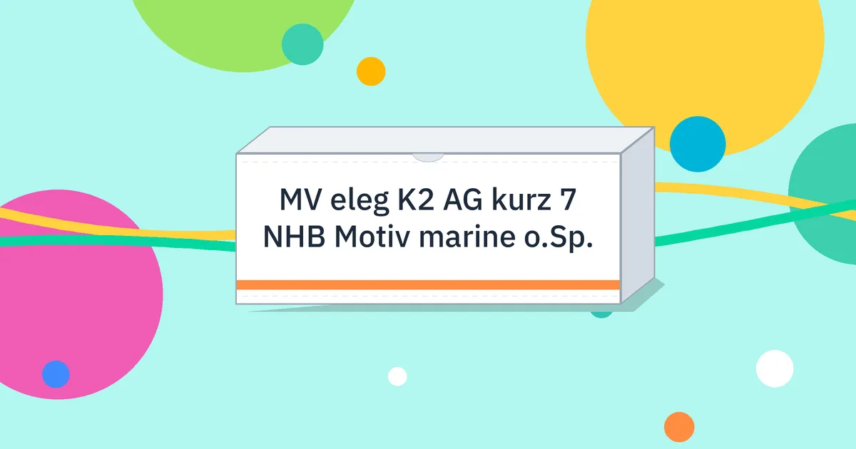 Symbolbild: Packung mit der Aufschrift MV eleg K2 AG kurz 7 NHB Motiv marine o.Sp. (PZN 15708822) – Verfügbarkeit und Bezug in Apotheken in Frankfurt am Main