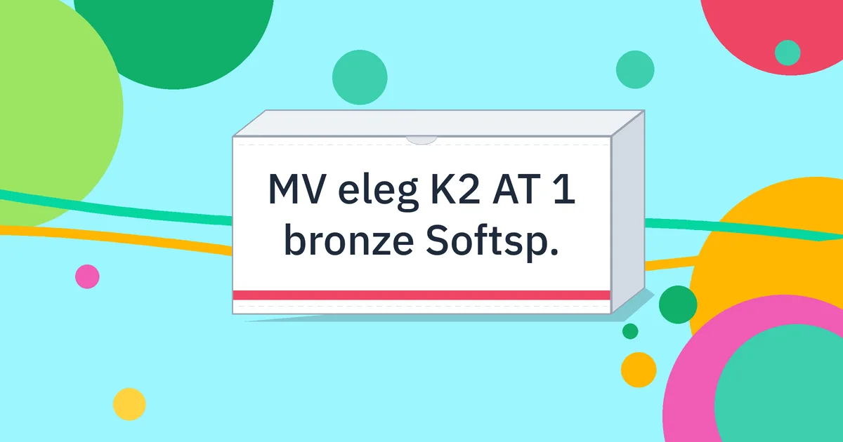 Symbolbild: Packung mit der Aufschrift MV eleg K2 AT 1 bronze Softsp. (PZN 15284718) – Verfügbarkeit und Bezug in Apotheken in Frankfurt am Main