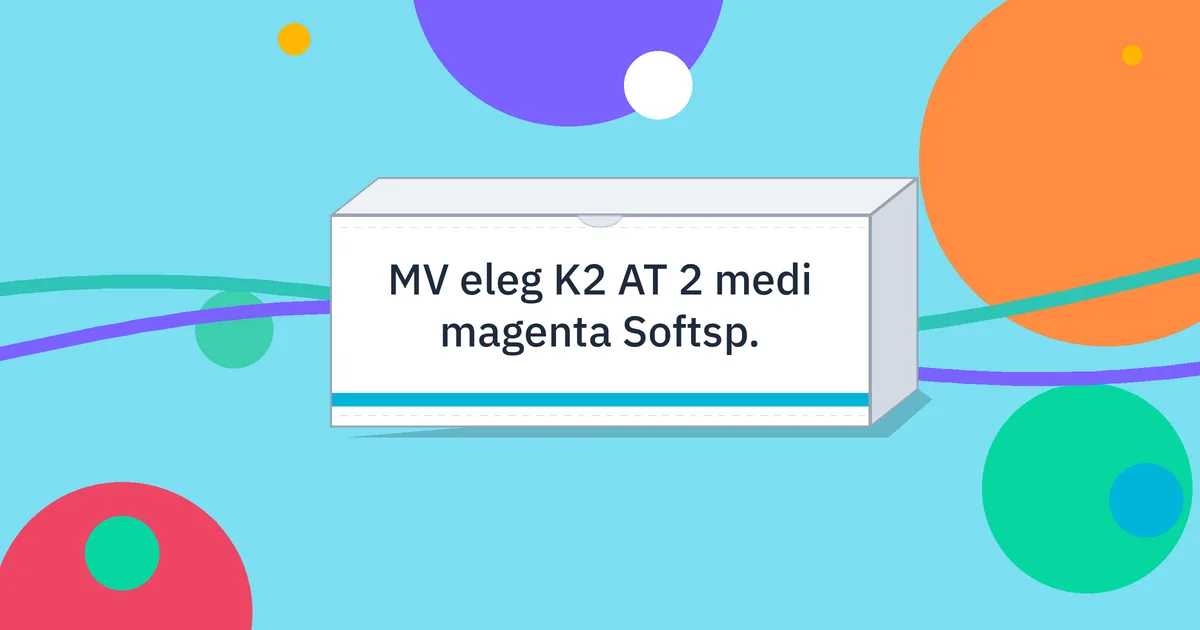Symbolbild: Packung mit der Aufschrift MV eleg K2 AT 2 medi magenta Softsp. (PZN 14626022) – Verfügbarkeit und Bezug in Apotheken in Frankfurt am Main