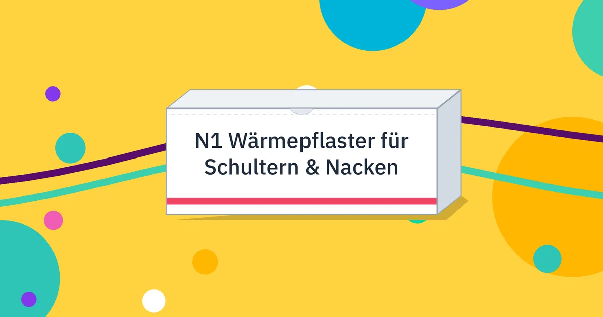 Symbolbild: Packung mit der Aufschrift N1 Wärmepflaster für Schultern & Nacken (PZN 18296142) – Verfügbarkeit und Bezug in Apotheken in Frankfurt am Main