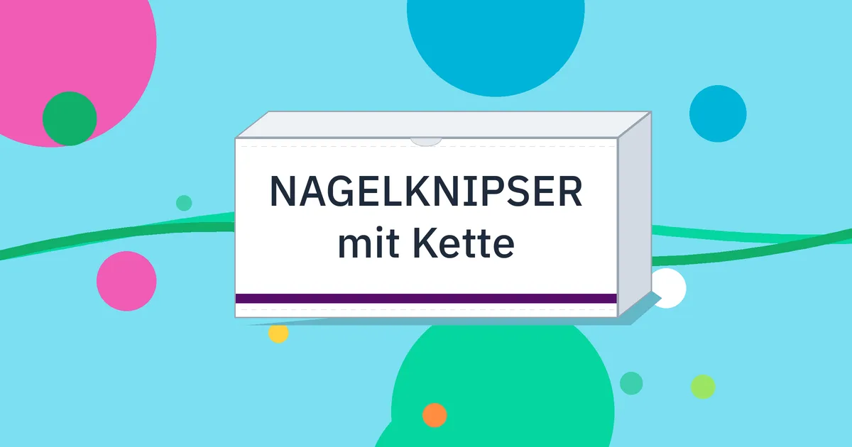 Symbolbild: Packung mit der Aufschrift NAGELKNIPSER mit Kette (PZN 04844410) – Verfügbarkeit und Bezug in Apotheken in Frankfurt am Main