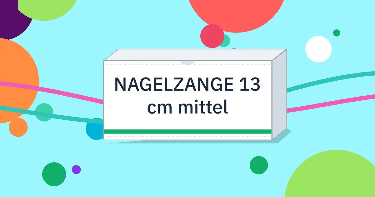 Symbolbild: Packung mit der Aufschrift NAGELZANGE 13 cm mittel (PZN 04844462) – Verfügbarkeit und Bezug in Apotheken in Frankfurt am Main