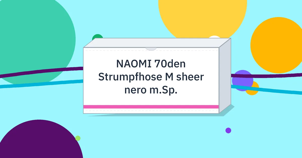 Symbolbild: Packung mit der Aufschrift NAOMI 70den Strumpfhose M sheer nero m.Sp. (PZN 16179484) – Verfügbarkeit und Bezug in Apotheken in Frankfurt am Main