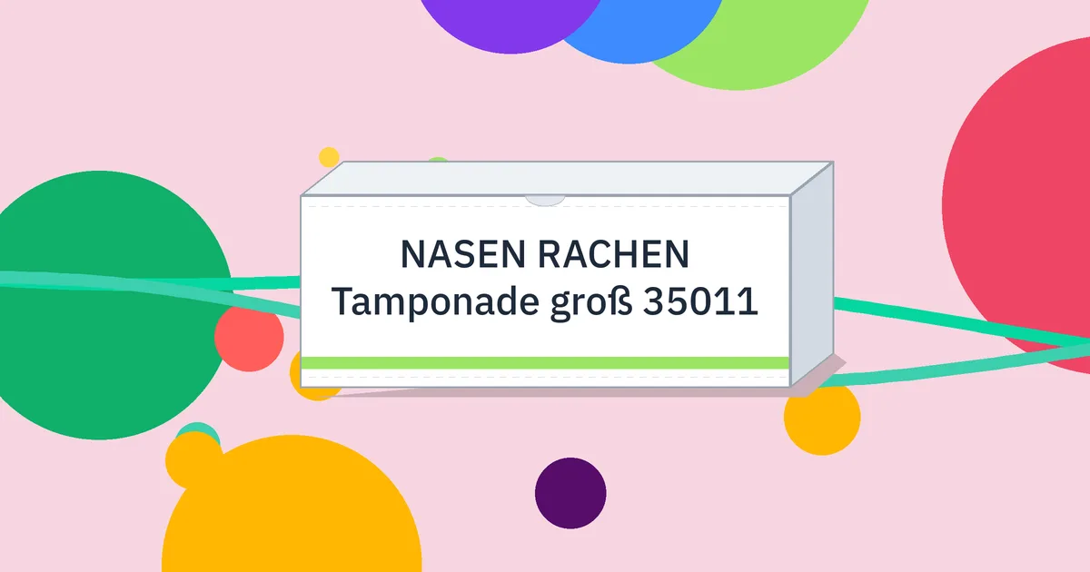 Symbolbild: Packung mit der Aufschrift NASEN RACHEN Tamponade groß 35011 (PZN 00185666) – Verfügbarkeit und Bezug in Apotheken in Frankfurt am Main