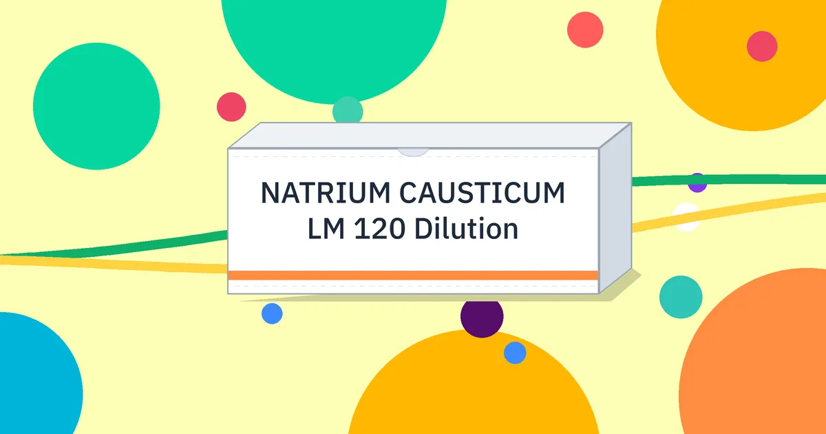 Symbolbild: Packung mit der Aufschrift NATRIUM CAUSTICUM LM 120 Dilution (PZN 12962336) – Verfügbarkeit und Bezug in Apotheken in Frankfurt am Main