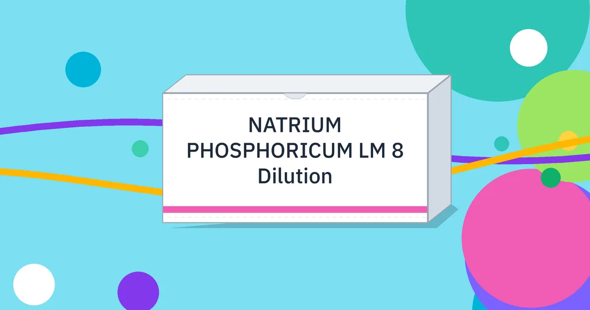 Symbolbild: Packung mit der Aufschrift NATRIUM PHOSPHORICUM LM 8 Dilution (PZN 12966038) – Verfügbarkeit und Bezug in Apotheken in Frankfurt am Main