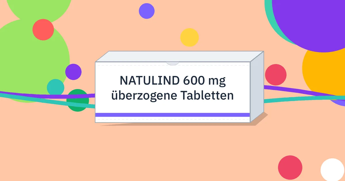 Symbolbild: Packung mit der Aufschrift NATULIND 600 mg überzogene Tabletten (PZN 02680772) – Verfügbarkeit und Bezug in Apotheken in Frankfurt am Main