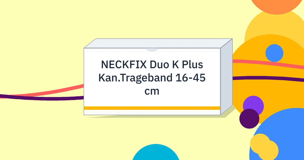 Symbolbild: Packung mit der Aufschrift NECKFIX Duo K Plus Kan.Trageband 16-45 cm (PZN 15236576) – Verfügbarkeit und Bezug in Apotheken in Frankfurt am Main