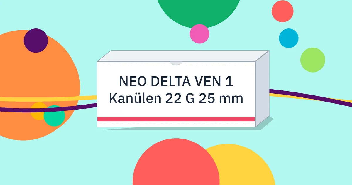 Symbolbild: Packung mit der Aufschrift NEO DELTA VEN 1 Kanülen 22 G 25 mm (PZN 07758065) – Verfügbarkeit und Bezug in Apotheken in Frankfurt am Main