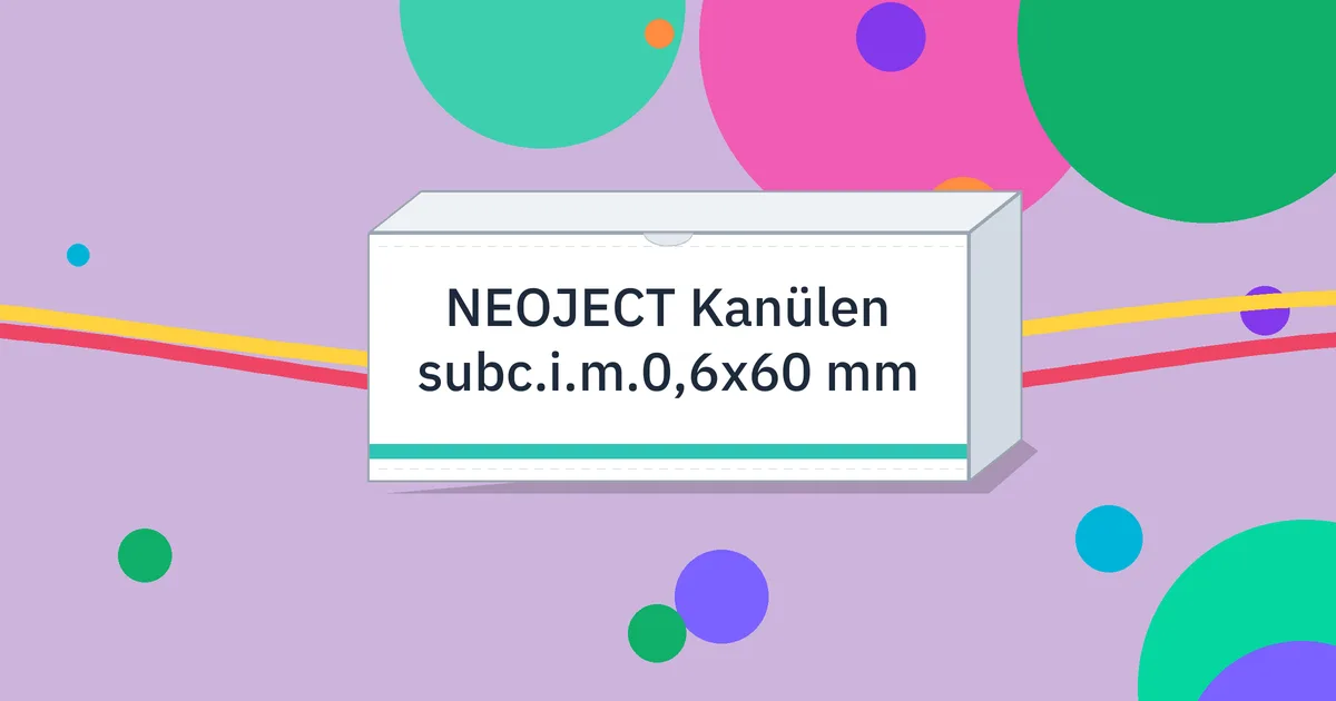 Symbolbild: Packung mit der Aufschrift NEOJECT Kanülen subc.i.m.0,6x60 mm (PZN 08485238) – Verfügbarkeit und Bezug in Apotheken in Frankfurt am Main