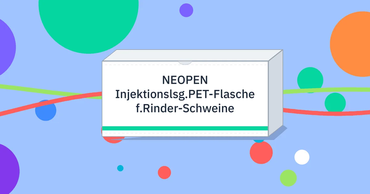 Symbolbild: Packung mit der Aufschrift NEOPEN Injektionslsg.PET-Flasche f.Rinder-Schweine (PZN 04784398) – Verfügbarkeit und Bezug in Apotheken in Frankfurt am Main