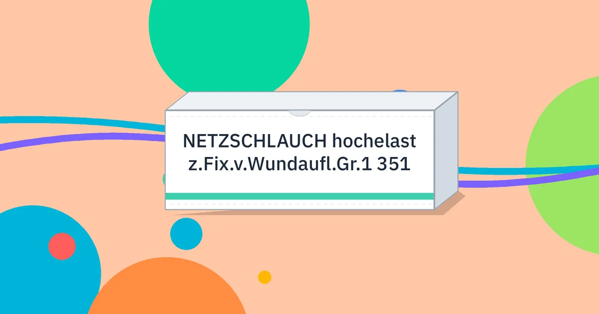 Symbolbild: Packung mit der Aufschrift NETZSCHLAUCH hochelast z.Fix.v.Wundaufl.Gr.1 351 (PZN 04303714) – Verfügbarkeit und Bezug in Apotheken in Frankfurt am Main