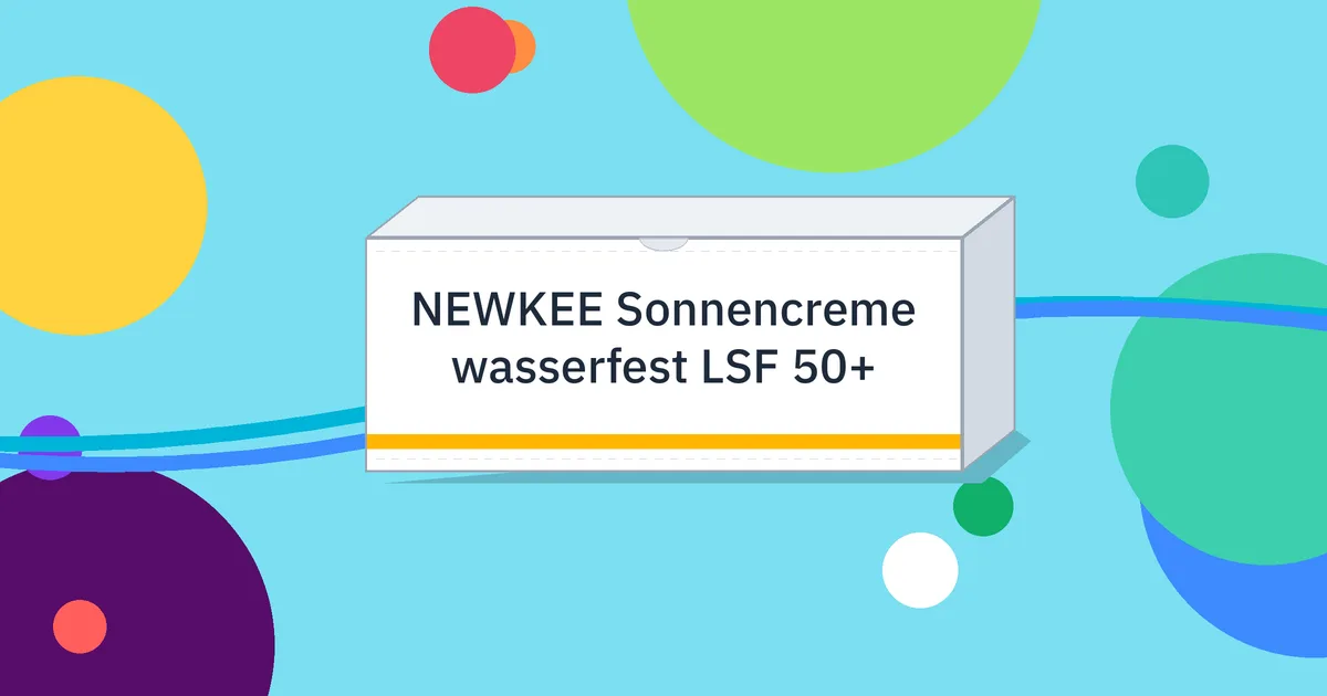 Symbolbild: Packung mit der Aufschrift NEWKEE Sonnencreme wasserfest LSF 50+ (PZN 20699870) – Verfügbarkeit und Bezug in Apotheken in Frankfurt am Main