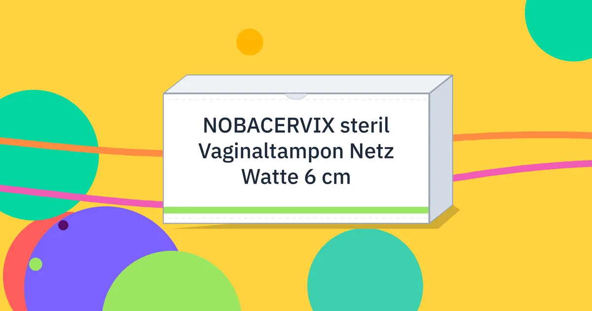 Symbolbild: Packung mit der Aufschrift NOBACERVIX steril Vaginaltampon Netz Watte 6 cm (PZN 16027685) – Verfügbarkeit und Bezug in Apotheken in Frankfurt am Main