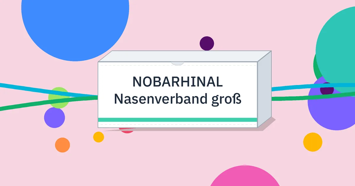 Symbolbild: Packung mit der Aufschrift NOBARHINAL Nasenverband groß (PZN 05508335) – Verfügbarkeit und Bezug in Apotheken in Frankfurt am Main