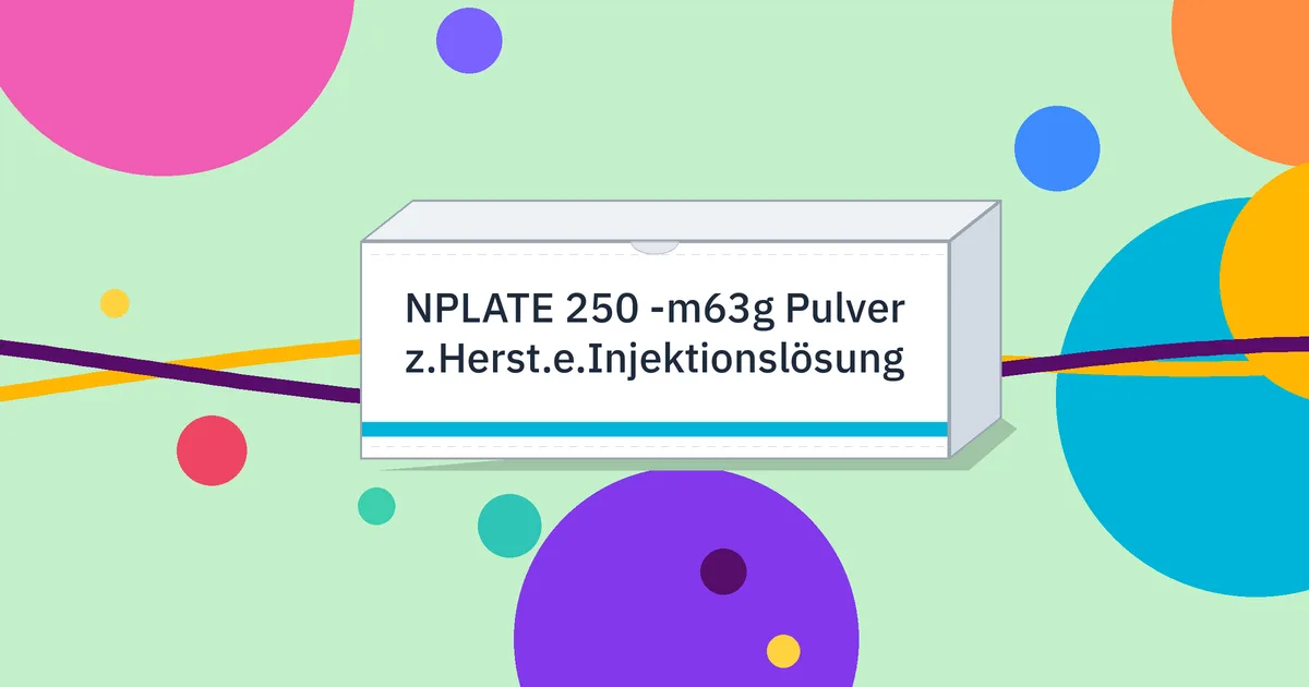 Symbolbild: Packung mit der Aufschrift NPLATE 250 -m63g Pulver z.Herst.e.Injektionslösung (PZN 00364185) – Verfügbarkeit und Bezug in Apotheken in Frankfurt am Main