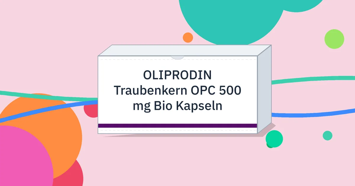 Symbolbild: Packung mit der Aufschrift OLIPRODIN Traubenkern OPC 500 mg Bio Kapseln (PZN 17250244) – Verfügbarkeit und Bezug in Apotheken in Frankfurt am Main