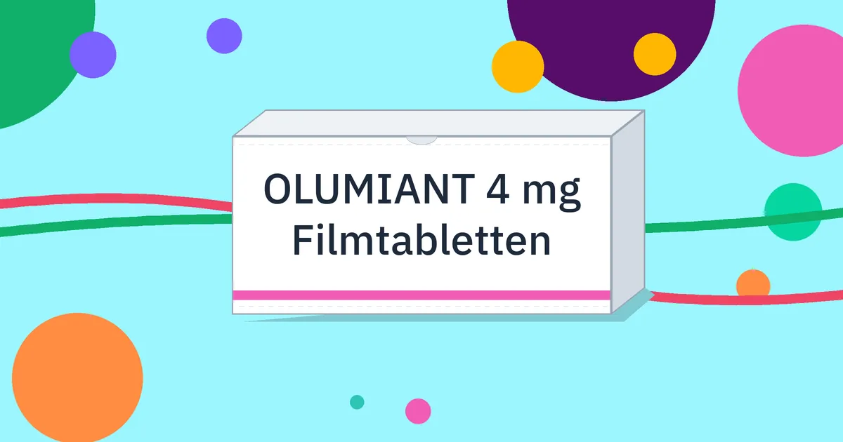 Symbolbild: Packung mit der Aufschrift OLUMIANT 4 mg Filmtabletten (PZN 15210720) – Verfügbarkeit und Bezug in Apotheken in Frankfurt am Main