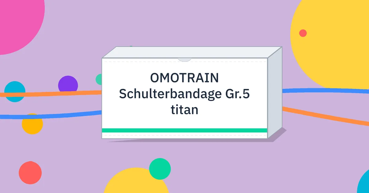Symbolbild: Packung mit der Aufschrift OMOTRAIN Schulterbandage Gr.5 titan (PZN 03209367) – Verfügbarkeit und Bezug in Apotheken in Frankfurt am Main