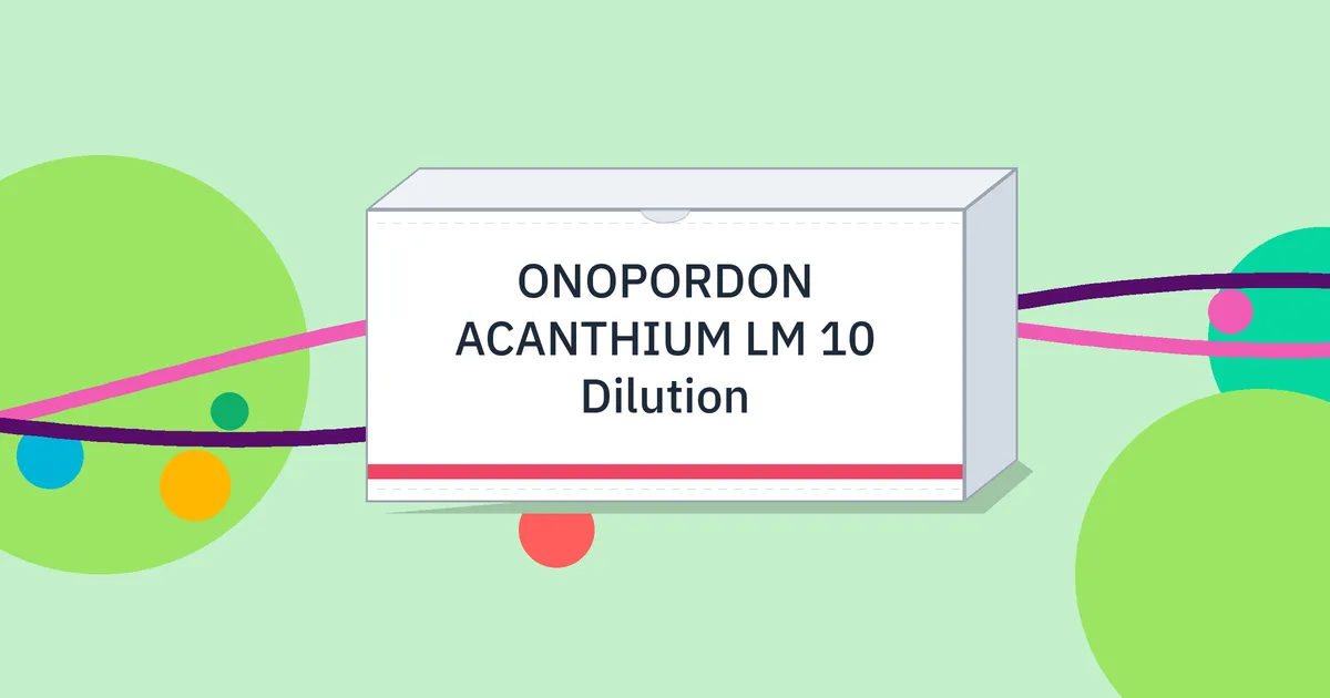 Symbolbild: Packung mit der Aufschrift ONOPORDON ACANTHIUM LM 10 Dilution (PZN 13626149) – Verfügbarkeit und Bezug in Apotheken in Frankfurt am Main